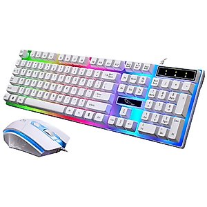 Game Keyboard keboard for Gaming USB Computer Keyboard Office Keyboard Gaming Keyboard Mechanical Keyboard Lighted Keyboard LED Keyboard USB Keyboard White Mouse and Keyboard Wired
