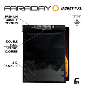 Faraday Bag XL Heavy Duty Black Canvas Kit - for Cell Phones, Tablets, Key FOBs, Passports, Credit Cards - EMP CME Signal Shielding for Law Enforcement and Military