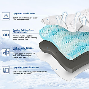 4 Inch King Size Extra Firm Mattress Topper, Memory Foam Bed Topper with Ice Silk Cover, Firm to Extra Firm Mattress Topper for Pain Relief, Premium Cooling Gel+Bamboo High-Density Mattress Topper