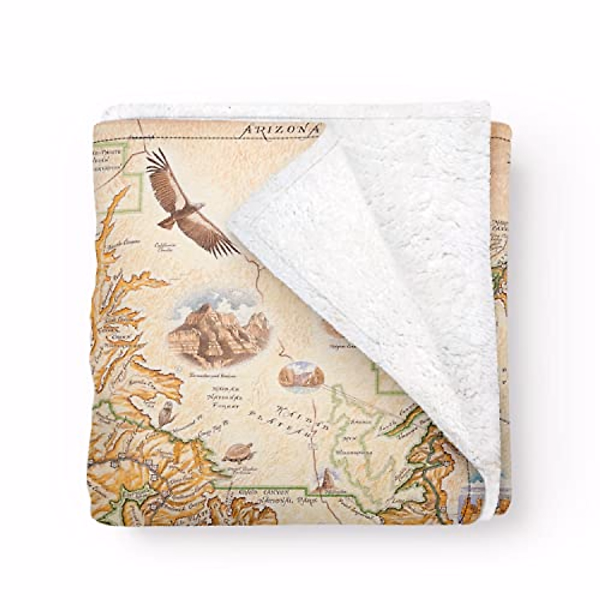 Grand Canyon National Park Map Fleece Blanket - Hand-Drawn Original Art - Soft, Cozy, and Warm Throw Blanket for Couch - Unique Gift - 58"x 50"
