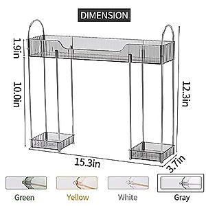 YCIA&DONE Bathroom Countertop Organizer Over The Faucet, Narrow Counter Organizer Above Sink, Table Mounted Faucet Sink Shelf for Bathroom, Kitchen, Toilet, Laundry(Smoky Gray)