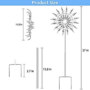 3D Wind Powered Kinetic Sculpture,Unique and Magical Metal Windmill,Wind Sculptures,Metal Wind Spinner Solar, Lawn Wind Spinners for Yard/Garden Decoration,Spring Easter Decorations (Silver)