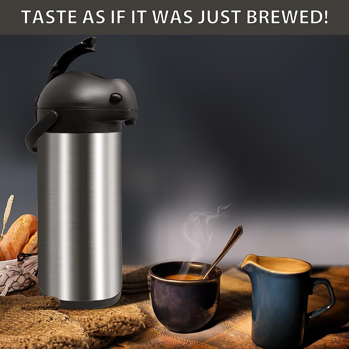 Heritage66 Stainless Steel Thermal Coffee Carafe Airpot-Large Beverage Dispenser Triple Wall Thermos Vacuum insulated Keeping Hot Coffee for 10 hours tea water coffee (5Liter /170 OZ)