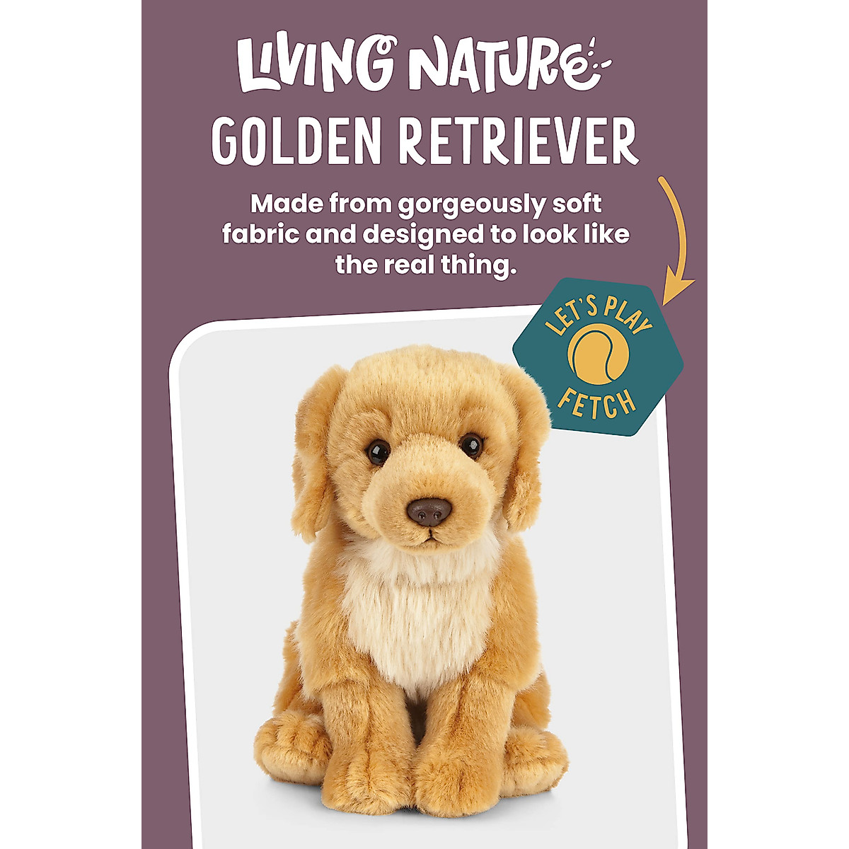 Living Nature Golden Retriever Stuffed Animal | Fluffy Dog Animal | Soft Toy Gift for Kids | 8 inches