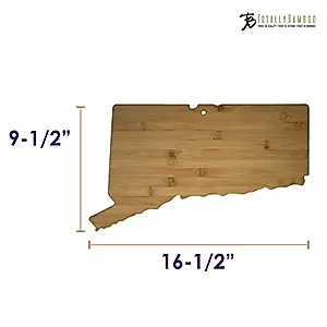 Totally Bamboo Connecticut State Shaped Serving & Cutting Board, Natural Bamboo