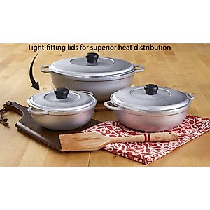 AIRADP 3Pieces Cast Aluminum Caldero or Oven Set with Lid