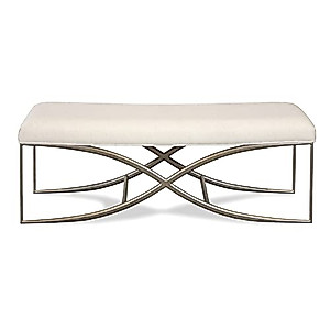 Roundhill Furniture Mantalia Upholstered Bench with Metal Frame, Champagne