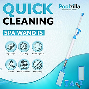 Poolzilla Spa Wand for Cleaning Pools and Spas, Comes with 3 Interchangeable Nozzles, Collect Dirt, Debris & More
