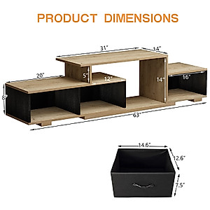 WelFurGeer Black TV Stand for 32/55/65/70 inch TV, Entertainment Center for Video Gaming, Modern Television Stands with Storage Drawers, Media Center for Living Room, Bedroom, Toolless Assembly