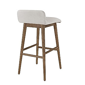 Ball & Cast Upholstered Pub Height Bar Stools 30 inch Kitchen Wooden Stool Chairs Set of 2, Linen