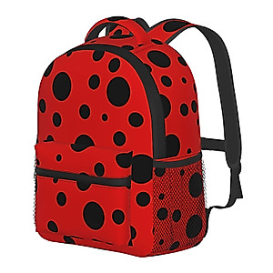 Dujiea 12" Kids Backpack Polka Dot Ladybug Toddler Backpack For Boys Girls, Preschool Kindergarten Schoolbag Nursery Travel Bag With Chest Strap