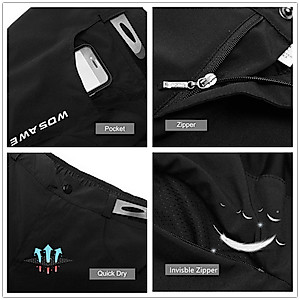 WOSAWE Men's Baggy Cycling Shorts Quick Dry Mountain Bike Bottoms with Waterproof Zipper Pockets, Black XXXL