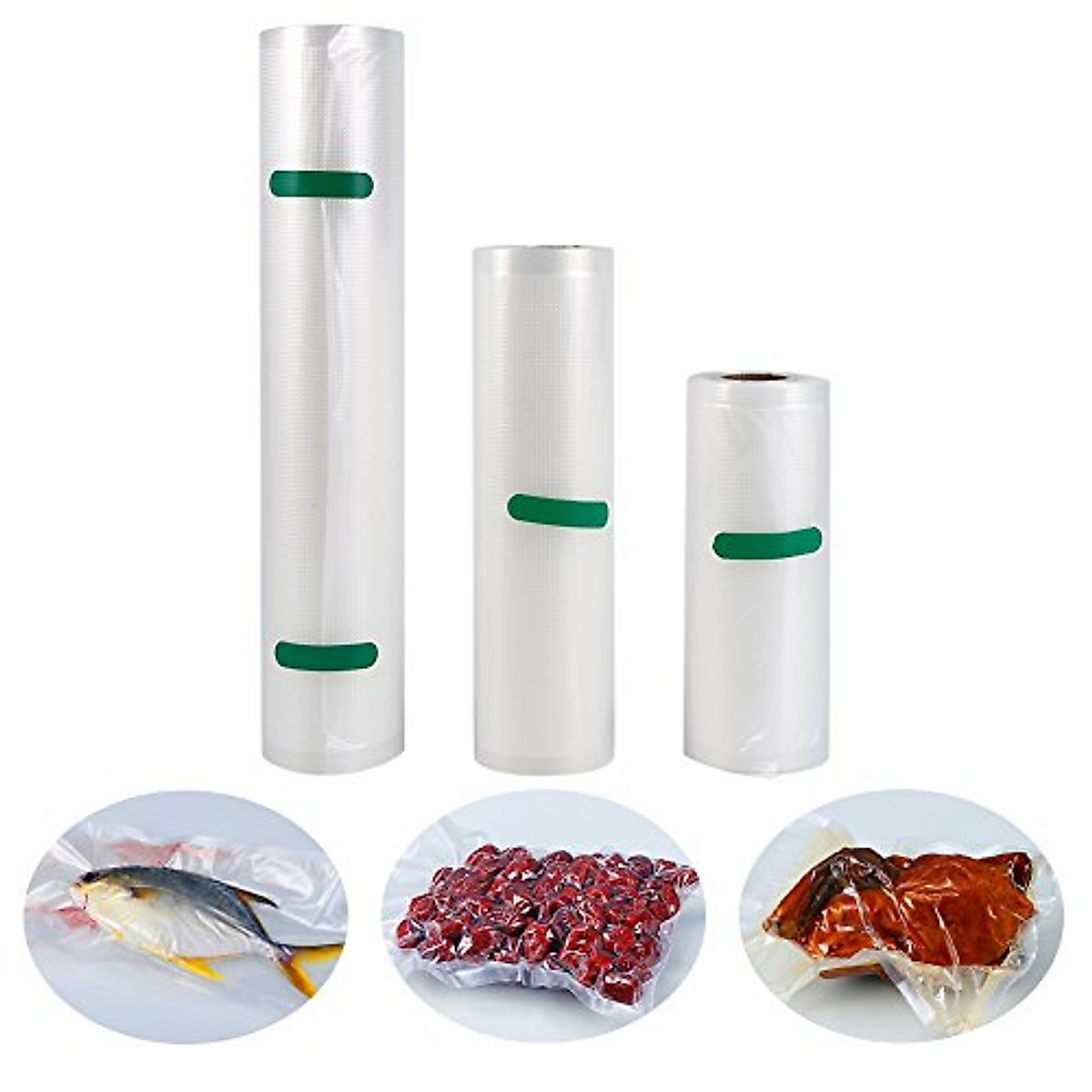 FTVOGUE Food Sealer Bags Kitchen Vacuum Rolls PE Membranes Keep Fresh Bags Wrapper Film 3 Sizes[15*500cm],Food Storage Packaging