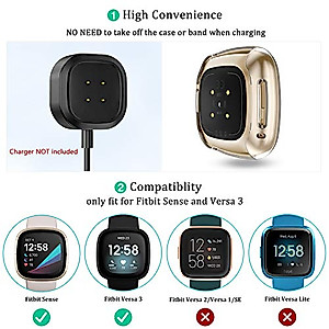Maledan Compatible with Fitbit Versa 3 and Sense Screen Protector, 3 Pack Clear Ultra Thin Full Protective TPU HD Protector for Fitbit Sense/Versa 3 Case Cover Accessories and Bands Women Men