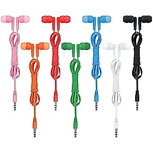 30 Packs Earbuds Bulk Headphones for Classrooms, QIDAIZUOEN Student Earphones Individually Wrapped for School in 7 Colors