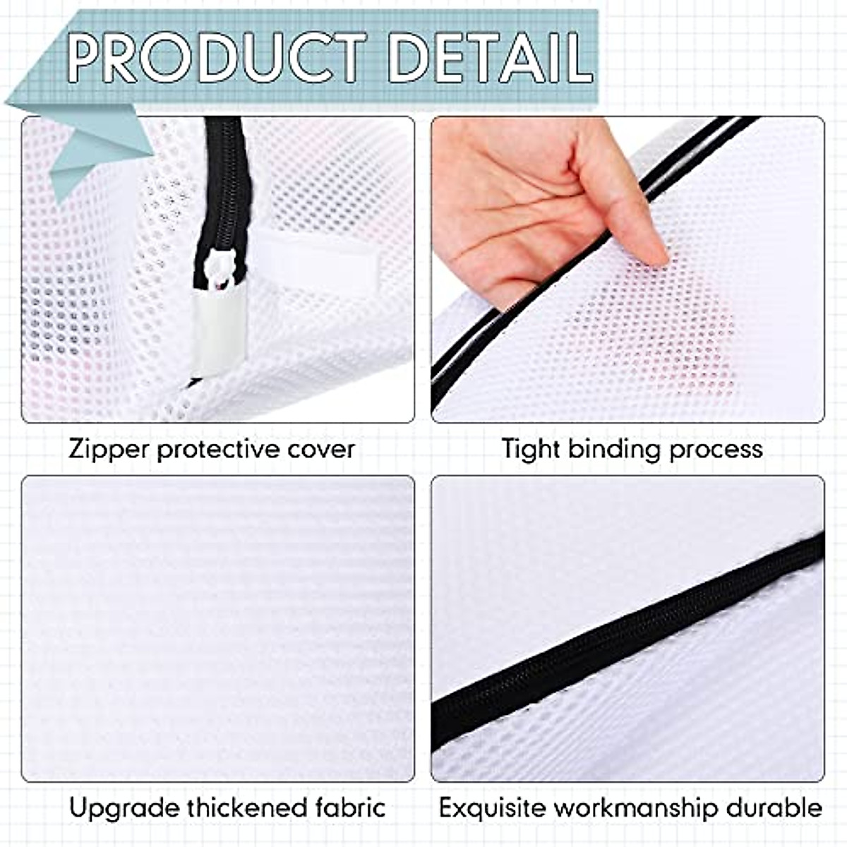 Nuogo Shoe Wash Bags Reusable Mesh Shoe Washing Bags for Washing Machine White Shoe Laundry Bag with Zipper Multi Use Laundry Travel Bag for Sneaker Cleaning (6 Pcs)