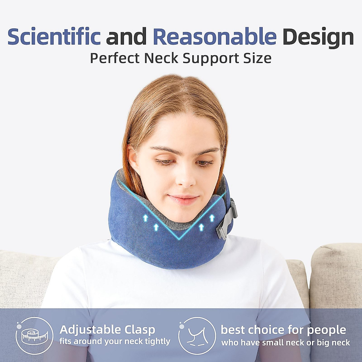 napz Travel Neck Pillow Memory Foam Neck Support, Cervical Pain Relief Contoured Pillows with Washable Cover & Adjustable Clasp for Traveling, Sleeping, Airplane, Car, Office
