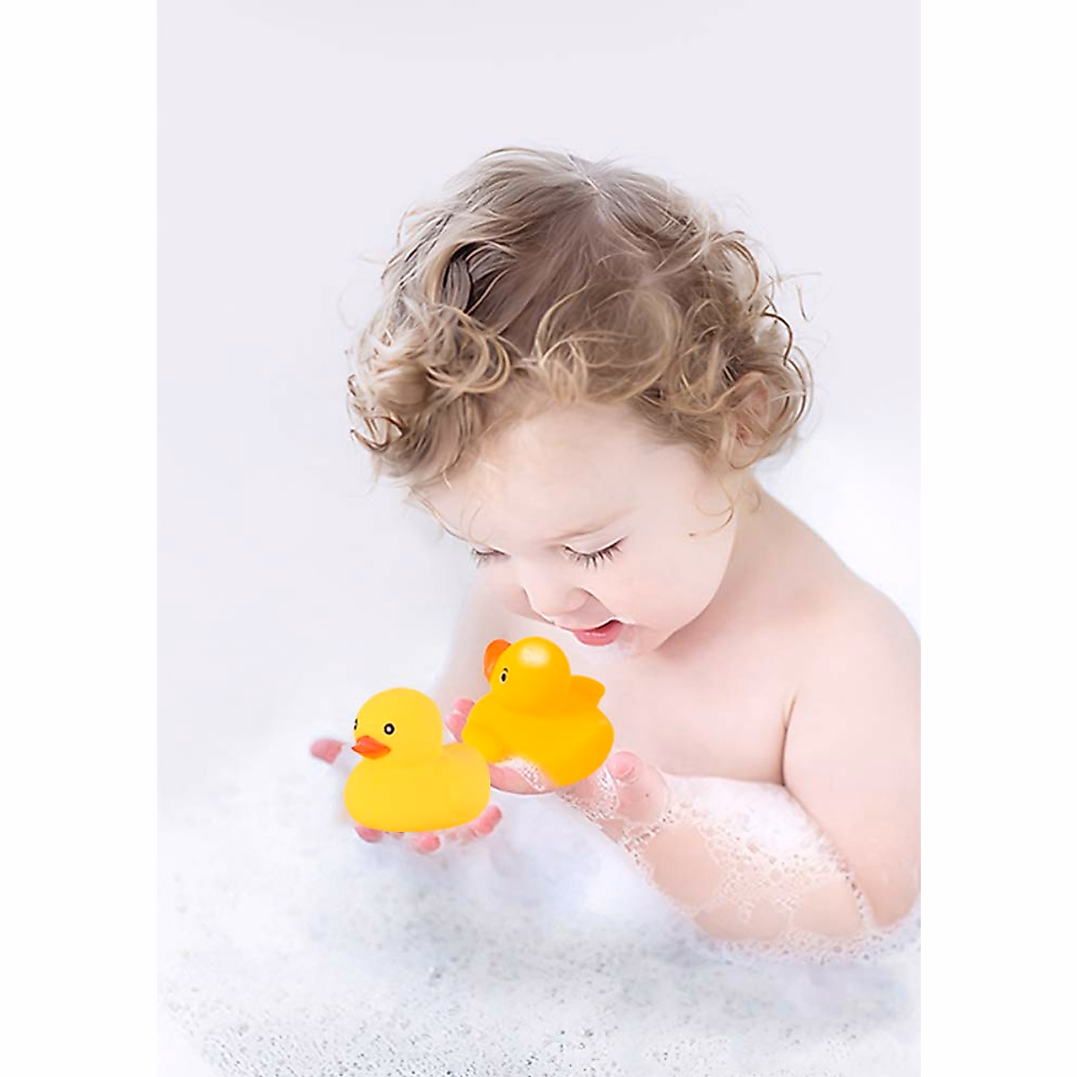 Bath Duck Toys 5 Pcs Rubber Duck Family Squeak Ducks Baby Shower Toy for Toddlers Boys Girls (Yellow Duck Family)