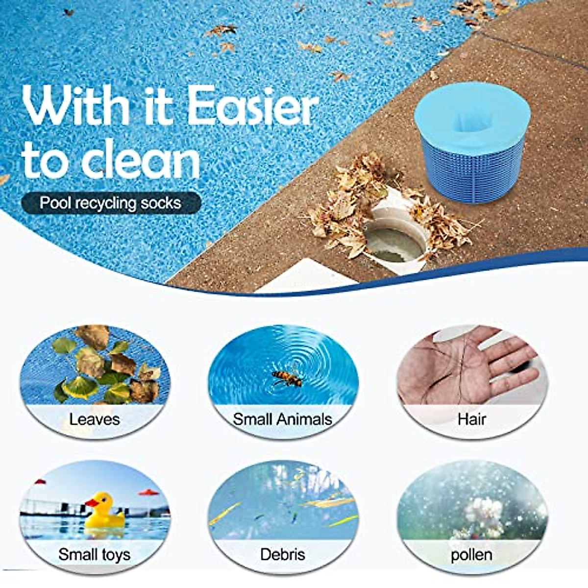 YZNlife Pool Skimmer Socks, 50 PCS Swimming Pool Socks for Filter, Skimmers Cleans Debris and Leaves for In-Ground and Above Ground Pools