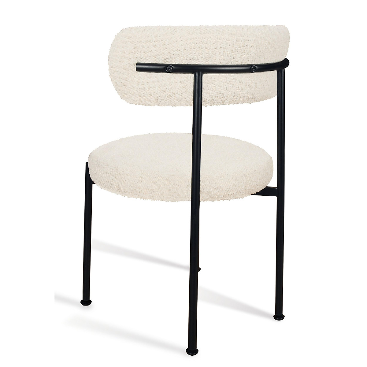 Benjara Aeon 22 Inch Set of 2 Dining Chairs, Metal Frame, Boucle, Off White and Black