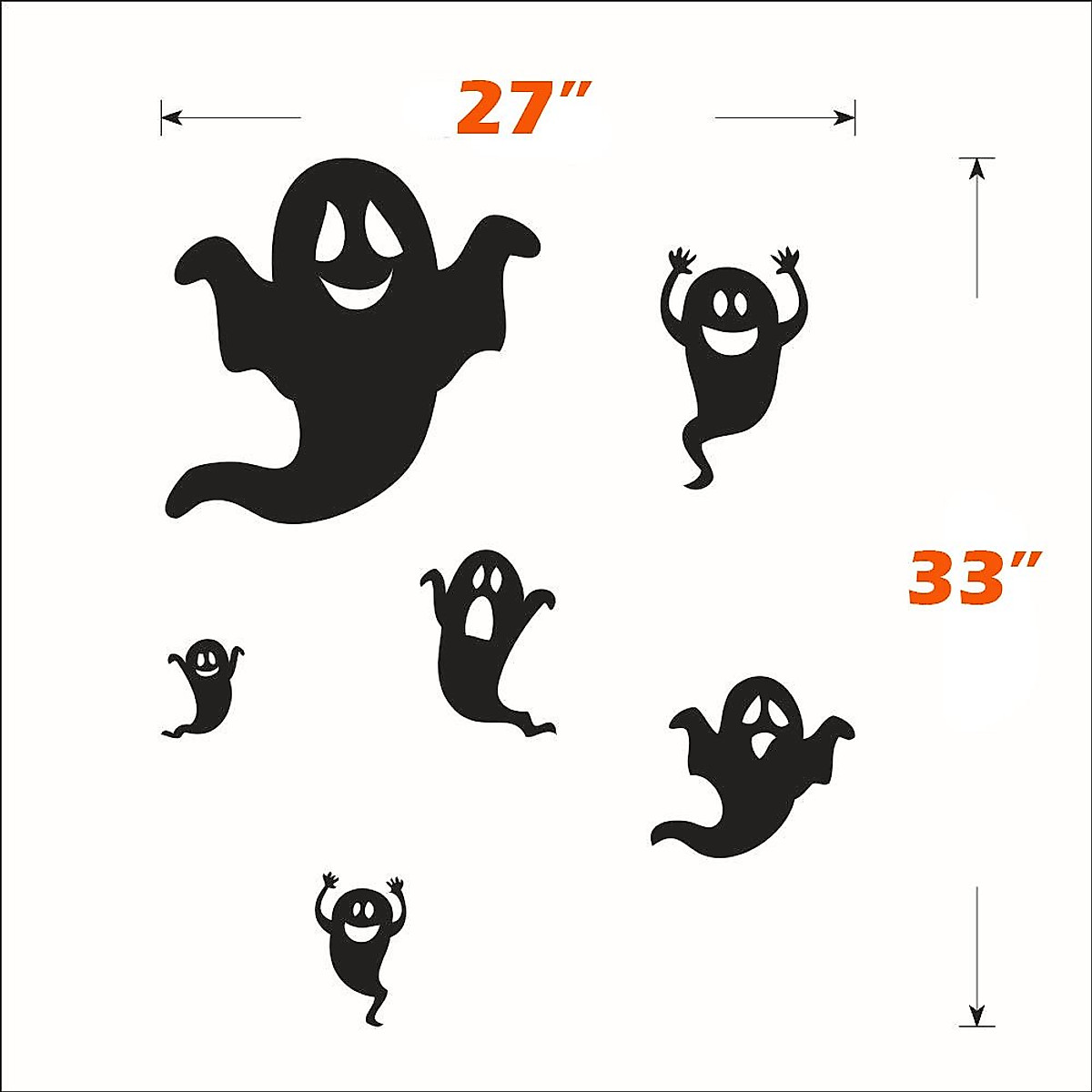 DNVEN Halloween Happy Little Ghosts Funny Monsters Scream Wall Decals Window Stickers Halloween Decorations for Kids Rooms Nursery Party 27 inches x 33 inches