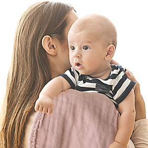 LifeTree Muslin Baby Burp Cloths - Ultra Soft Organic Cotton Large 22'' by 10'' Absorbent Milk Spit Up Rags - Burping Cloths for Newborn, Girls Boys (Floral/Solid)