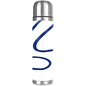 Stainless Steel Leather Vacuum Insulated Mug Line Thermos Water Bottle for Hot and Cold Drinks Kids Adults 16 Oz