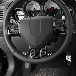 RAZPOY Steering Wheel Trim, Steering Wheel Cover Interior Decoration Accessories Compatible with 2009-2014 Dodge Challenger/Charger/War Horse/Durango//Dart/Journey Coolway 2013-2022 (Carbon Fiber)