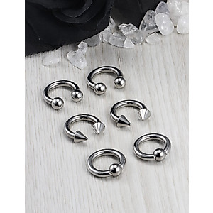 Ocptiy 8G Septum Ring Jewelry Ear Earrring Gauges Tunnel Plug stretching kit Big Large Septum Nose lip Ring Hoop Stainless Surgical Steel Cartilage Helix Tragu Earring Piercing Jewerly Women Men 12mm