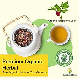 Buddha's Herbs Raspberry Leaf Tea, No Caffeine Tea, Pack of 2, 44 Tea Bags