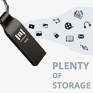 MOSDART Waterproof 32GB USB2.0 Flash Drive, FAT32 Metal Memory Stick with Keychain, for System Back, Data Storage, Titan Gray