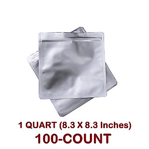 Pleasant Grove Farm 7 Mil Zip Lock Mylar Bags (100, 1 Quart 8.3 x 8.3 Inch)