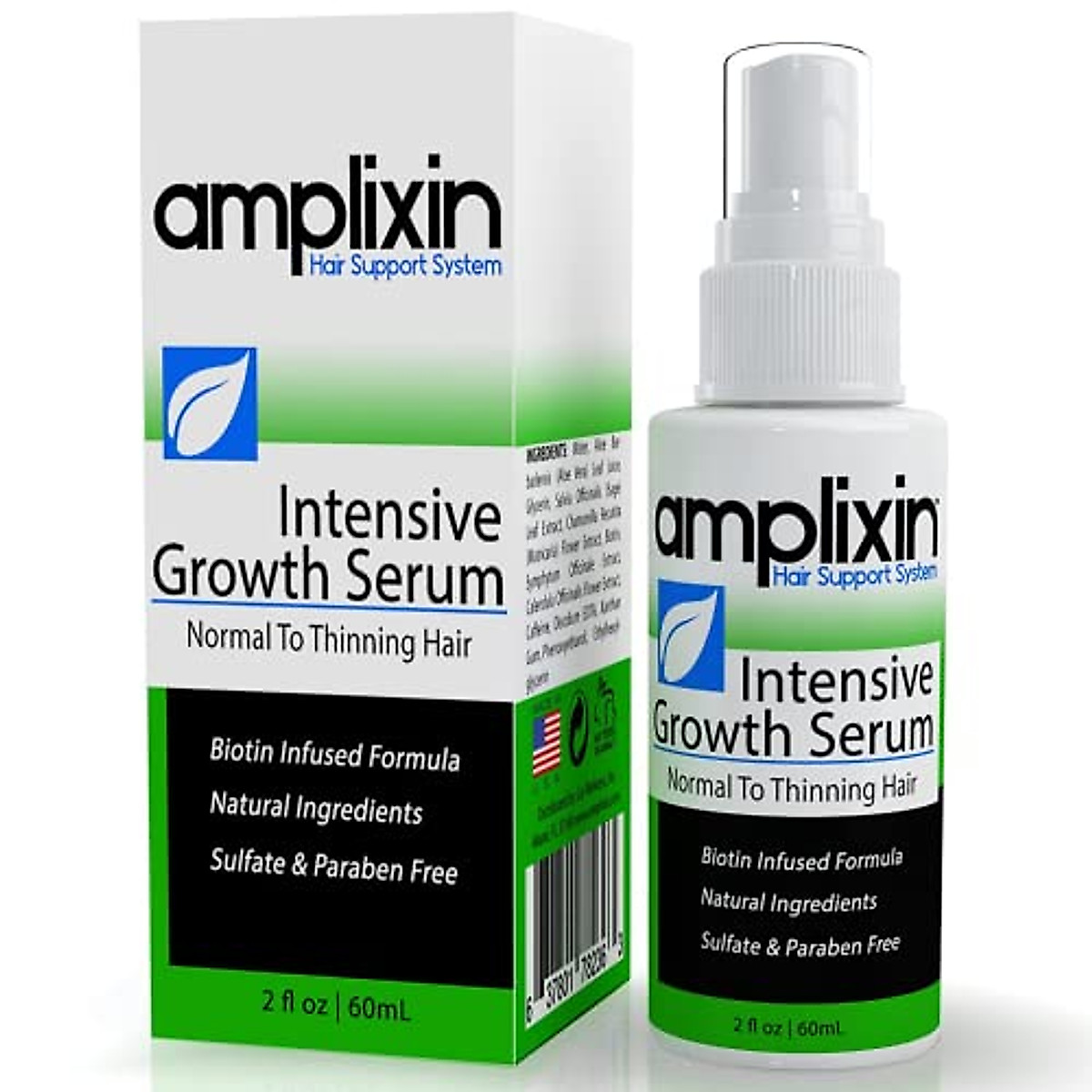 Intensive Biotin Hair Growth Serum - Spray - Hair Loss, Receding Hairline & Pattern Baldness Treatment For Women & Men With Thinning Hair - Dht Blocker - Sulfate-Free by Amplixin (2oz)