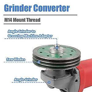 Mesee Angle Grinder to Grooving Machine Adapter, M14 Thread Quick Change Slotter Adapter Conversion Head Angle Grinder Variable Slotting Machine Converter Tool Accessory - Silver