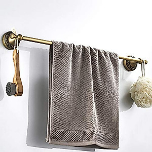 Leyden Antique Towel Bar,Adjustable Towel Holder Rod Brass Bathroom Accessories Expandable 15.2 to 27.8 Inch Vintage Wall Mount