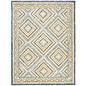 SAFAVIEH Aspen Collection 8' x 10' Navy / Gold APN809N Handmade Boho Wool Area Rug
