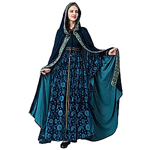 Women Long Sleeve Lace O Neck 2pices Set Cosplay Retro Dress Great Maxi Vintage For Cosplay Dress With Cloak Sprint