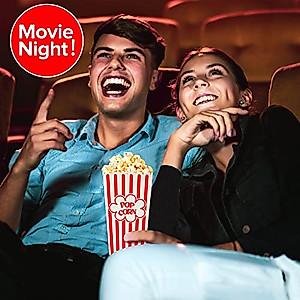 Popcorn Containers Disposable 46 Oz Red & White Striped Cardboard Popcorn Boxes for Movie Night (12 Pack)