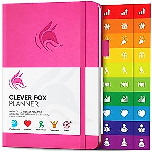 Clever Fox Planner – Undated Weekly & Monthly Planner for Productivity, Time Management & Goals – Organizer Journal – A5 (Hot Pink)