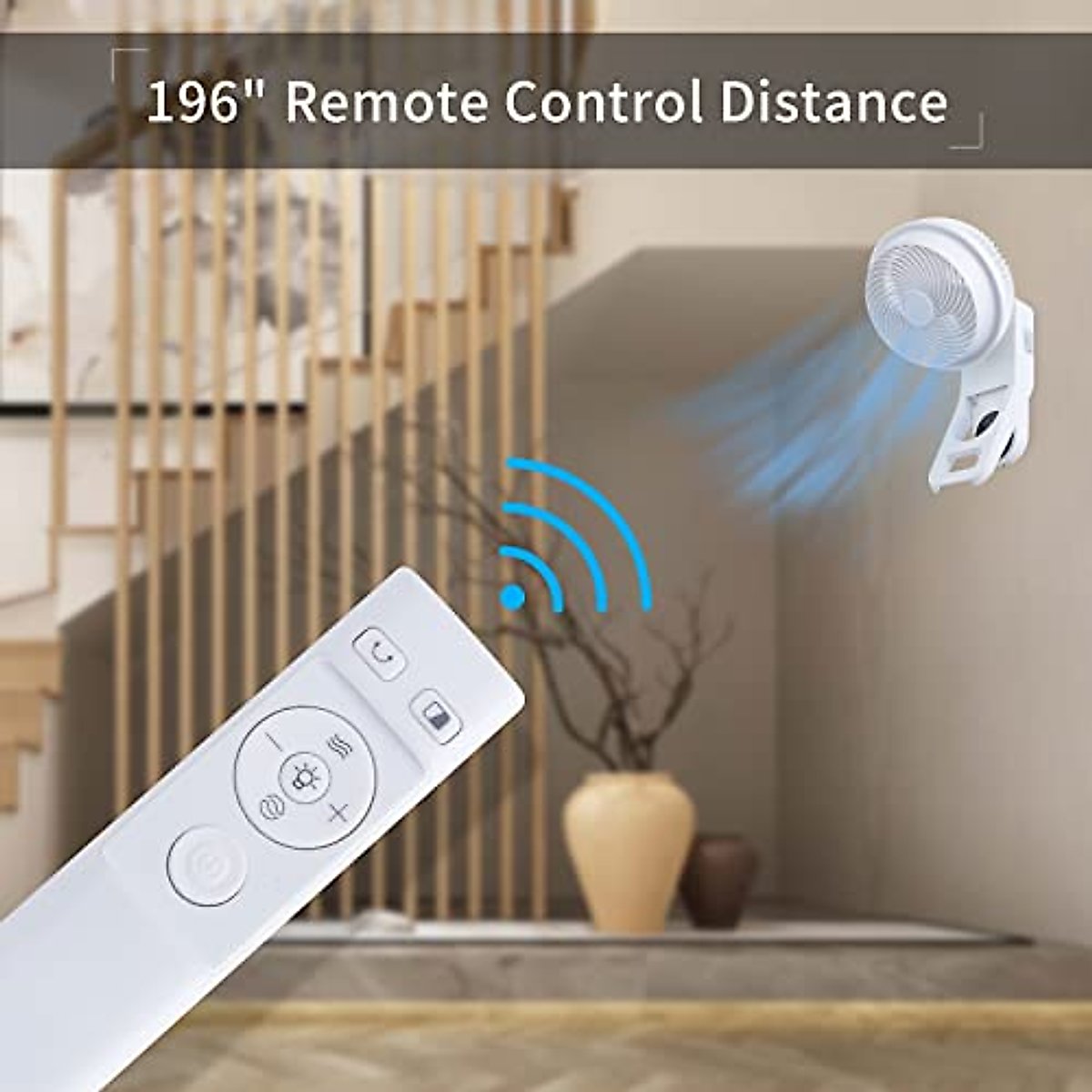 Heal Smart 7 inch Wall Mount Fan, 3 Speeds & 3 Modes, 15 Hours Timer, 60° Oscillating Circulating Fan, with Remote Control, Air Circulation Fan for Indoor Use, White