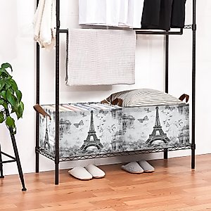 KJIZMO Paris Eiffel Tower Foldable Storage Basket for Shelves, Collapsible Sturdy Storage Bin with Handles, Storage Cube for Organizing Closet 2PCS