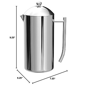Frieling Double-Walled Stainless-Steel French Press Coffee Maker - Polished, 36 oz - Insulated Coffee Presser Stainless Steel - Coffee Press Pot - Stainless Steel Press Pot - Press Pot Insulated