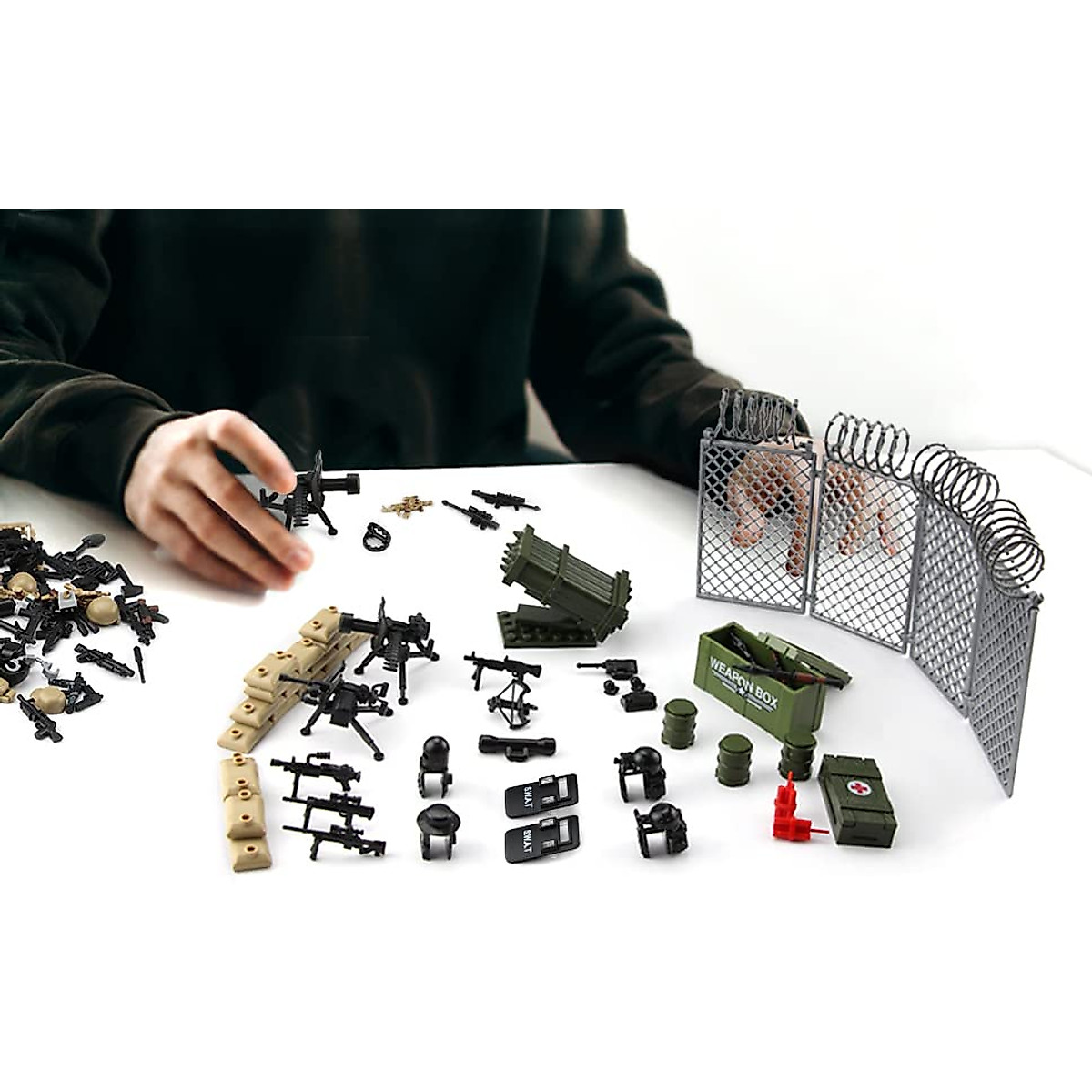 Feleph Modern Military Weapons Pack SWAT Police Multiple Ages 4+ Combinations Toy Set for Soldier Figures Model Army Equipment Gear Pieces Blocks Compatible with Major Brand