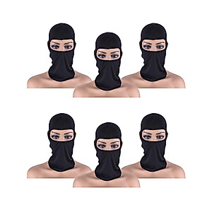 SATINIOR 6 Pieces Ski Mask for Men Balaclava Full Face Cover UV Sun Protection Cooling Neck Gaiter Clothing Scarf Bandana(Black,Ice Silk)