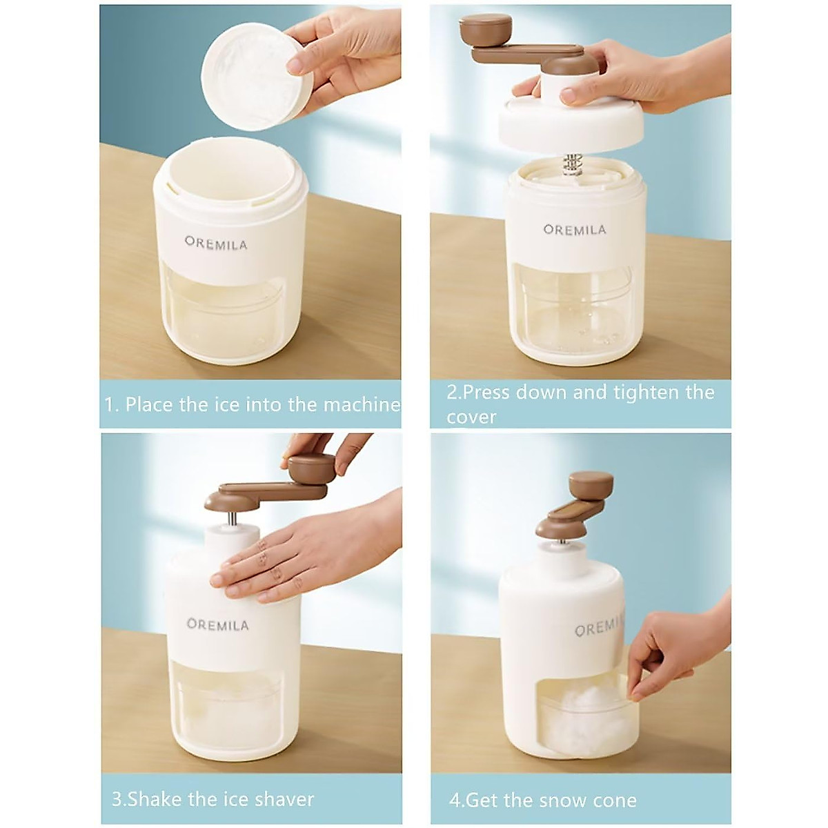 Slushie Machine Snow Cone Machine Portable Ice Crusher and Shaved Ice Machine Manual Crushed Ice Crusher Maker for Home With Ice Cube Trays