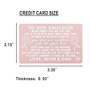 Resdink to Our Daughter Gifts from Mom and Dad, Inspirational Graduation Gift for Daughter from Parents, Daughter Birthday Metal Card Stuff, Christmas Mother's Day Gifts for Young Daughter