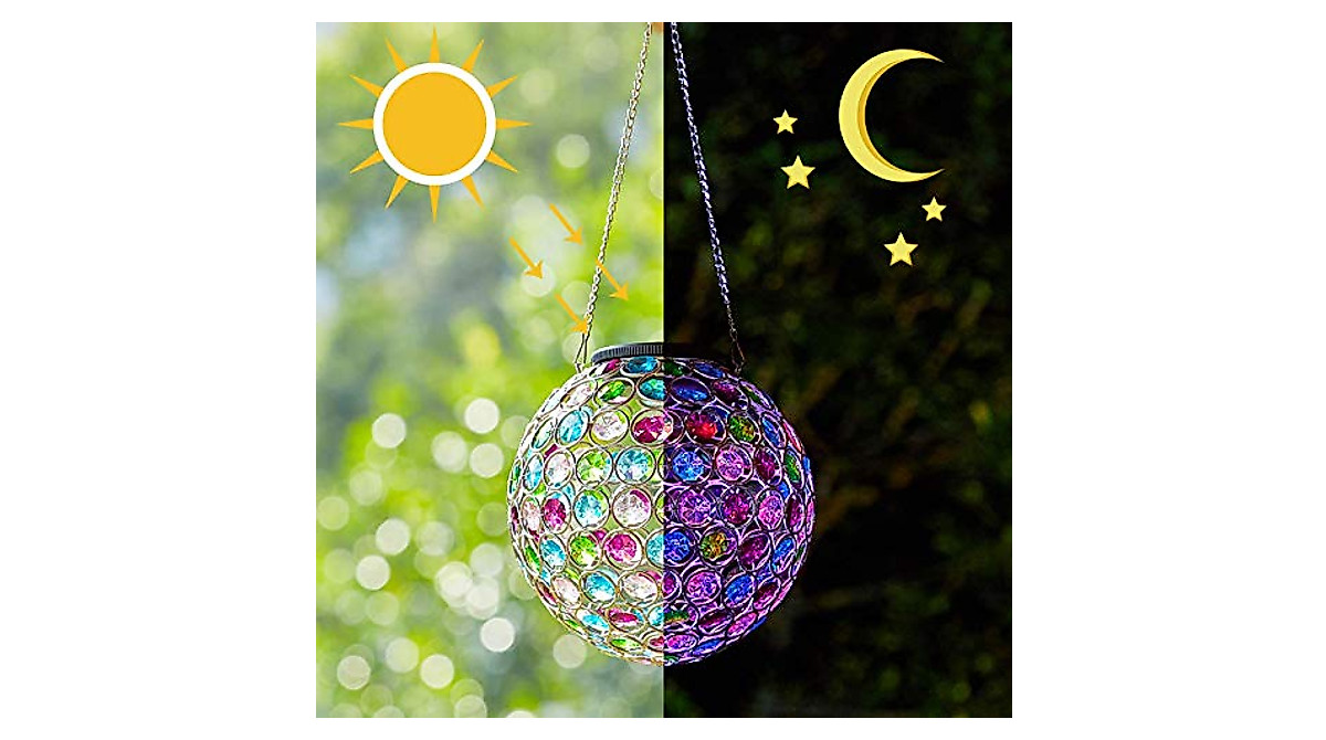Solar Lantern Hanging Outdoor Christmas Decorative, Dual LEDs Color ...