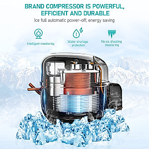 Commercial Ice Maker, SodaPer 110V Automatic Ice Making Machine Stainless Steel 472 lbs/24H, Storage Capacity 350 lbs, Freestanding Ice Maker Machine for Office/Restaurant/Bar/Coffee