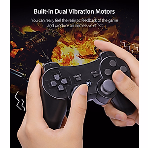 YCCTEAM Wireless Controller Compatible with PS3, Controller Replacement for PS3 with Upgraded High-Precision Joystick, Wireless Remote Gamepad with Charger Cable (Black)