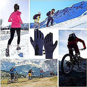 IPENNY Waterproof Windproof Mens Ski Gloves Winter Warm Touchscreen Snow Gloves Anti-Slip Full Finger Skiing Mittens Cold Weather Mitt for Snowmobile Snowboarding Working